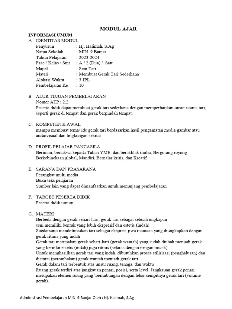 CONTOH Modul Tari Sederhana 2 | PDF | Kajian Bahasa Asing