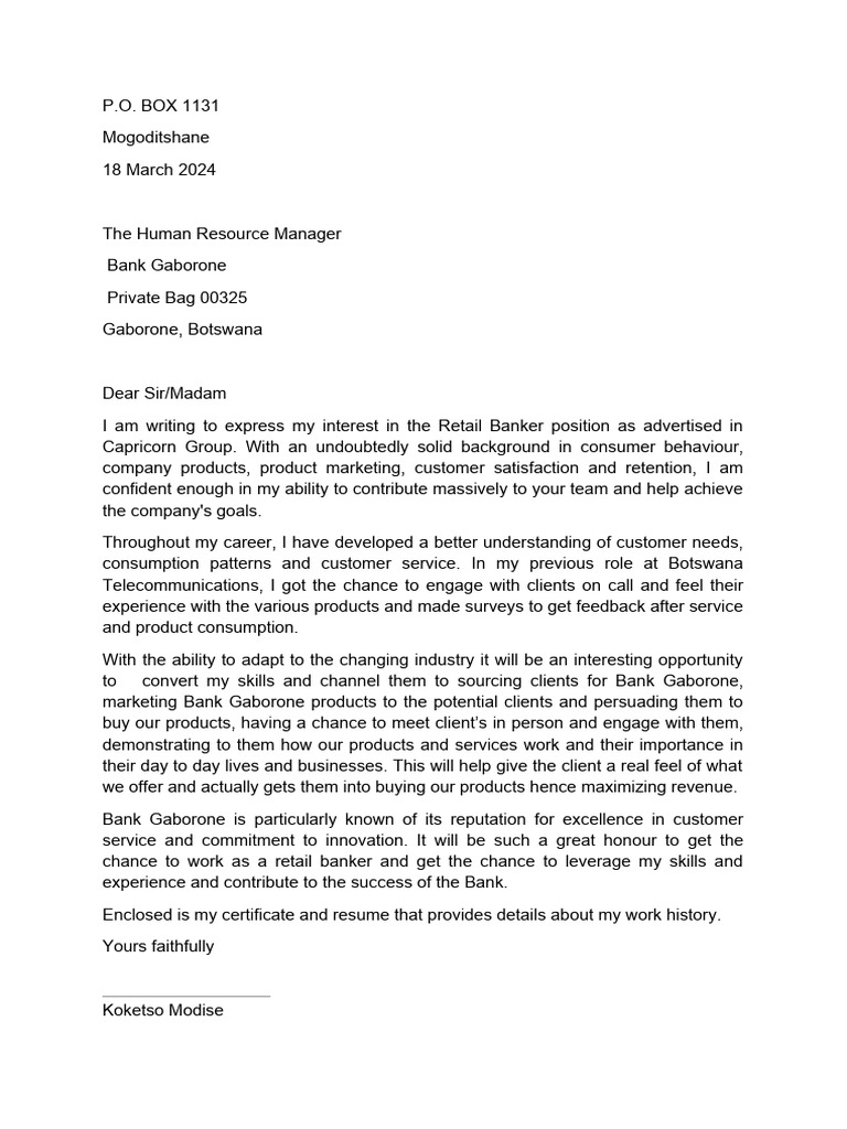 Cover Letter For An Unexperienced Candidate | PDF