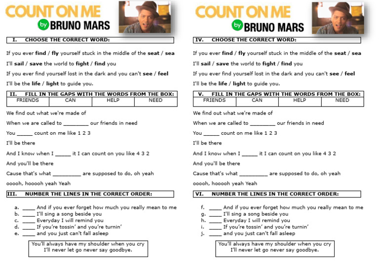 Bruno Mars Count On Me | PDF