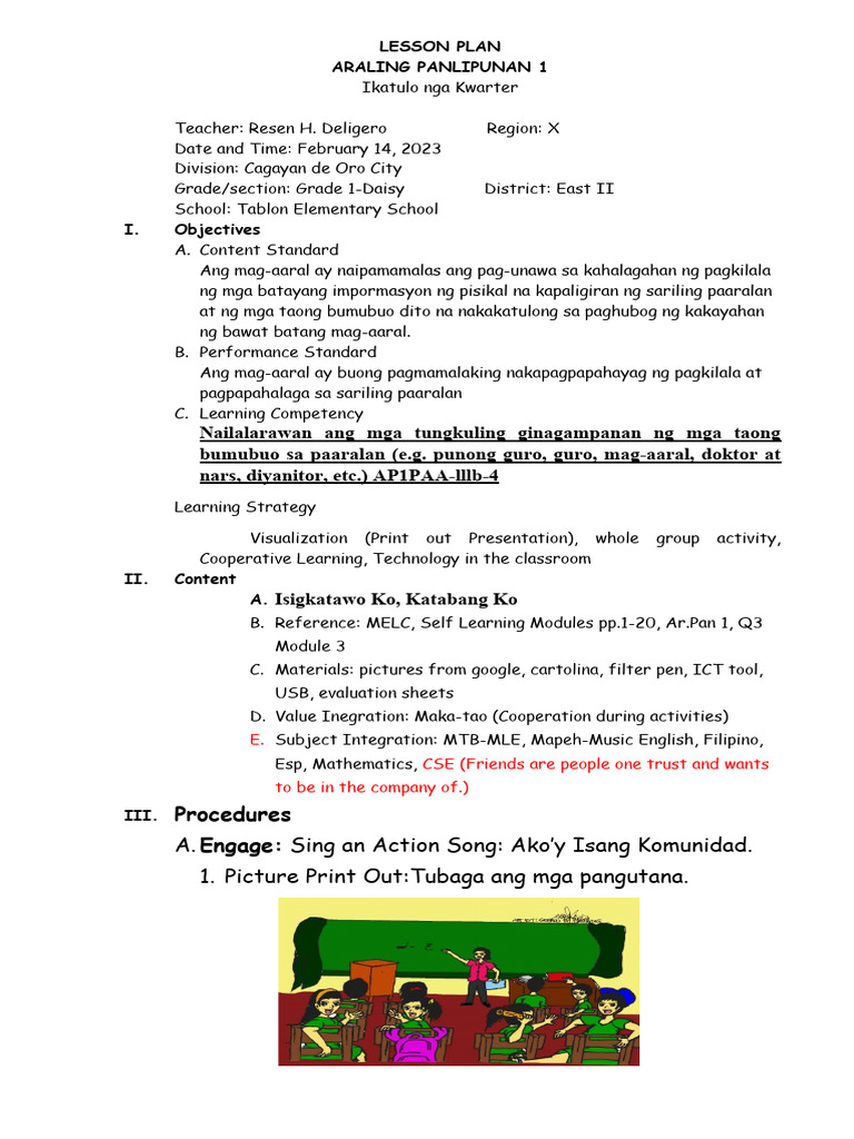 Grade 1 COT 2 Q3 Ar - Pan Module 4 | PDF