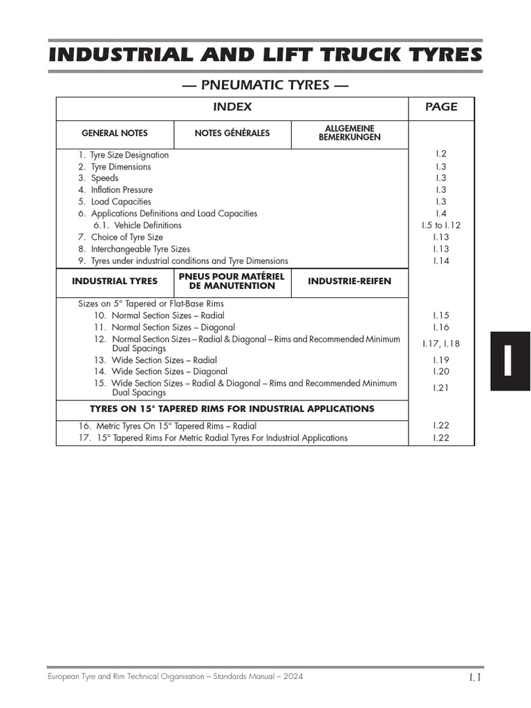Etrto 2024 Index Tyres | PDF | Tire | Vehicles