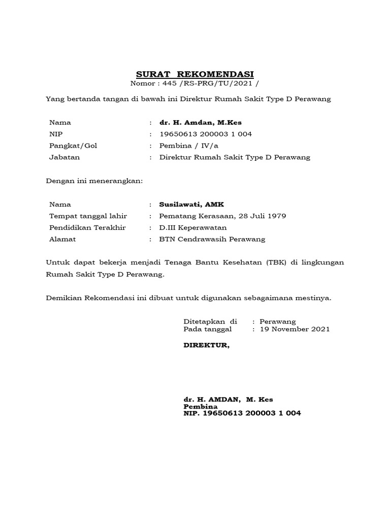 SURAT REKOMENDASI Pengangkatan Relawan 2022 | PDF | Sains & Matematika