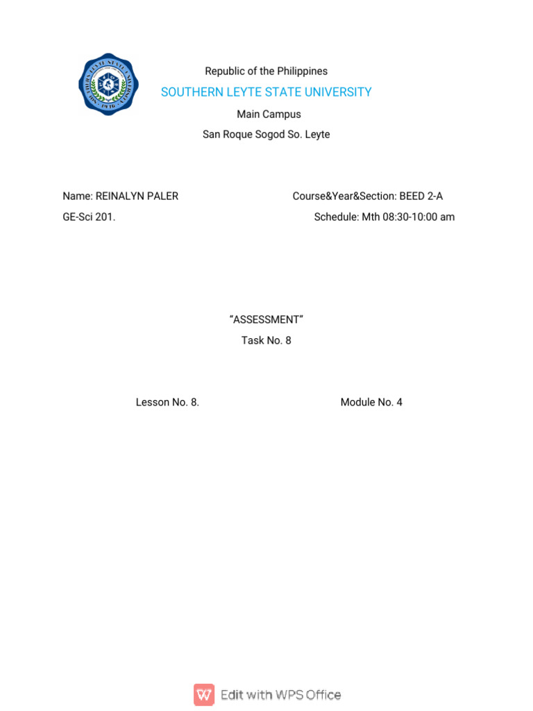 Sts Assessment 8 (Paler) | PDF | Wind Power | Hydroelectricity