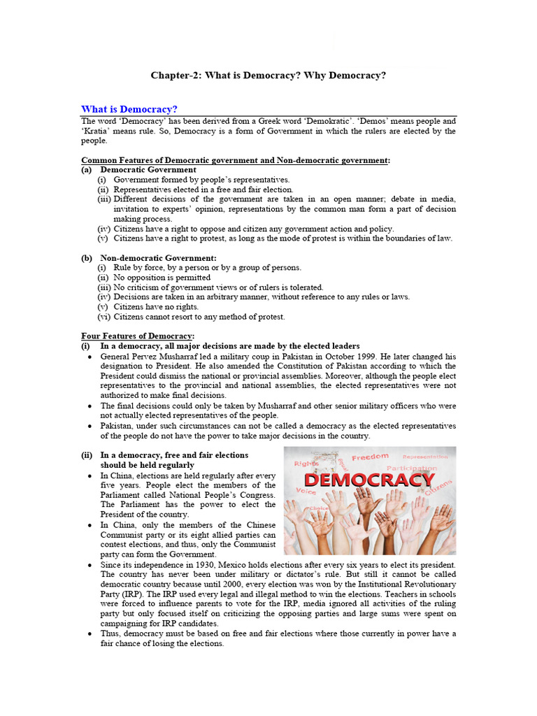 What Is Democracy Why Democracy Notes. | PDF | Democracy | Political ...