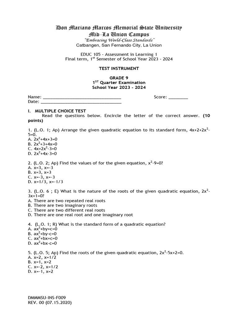 ROSAS Algebra | PDF | Quadratic Equation | Mathematical Objects