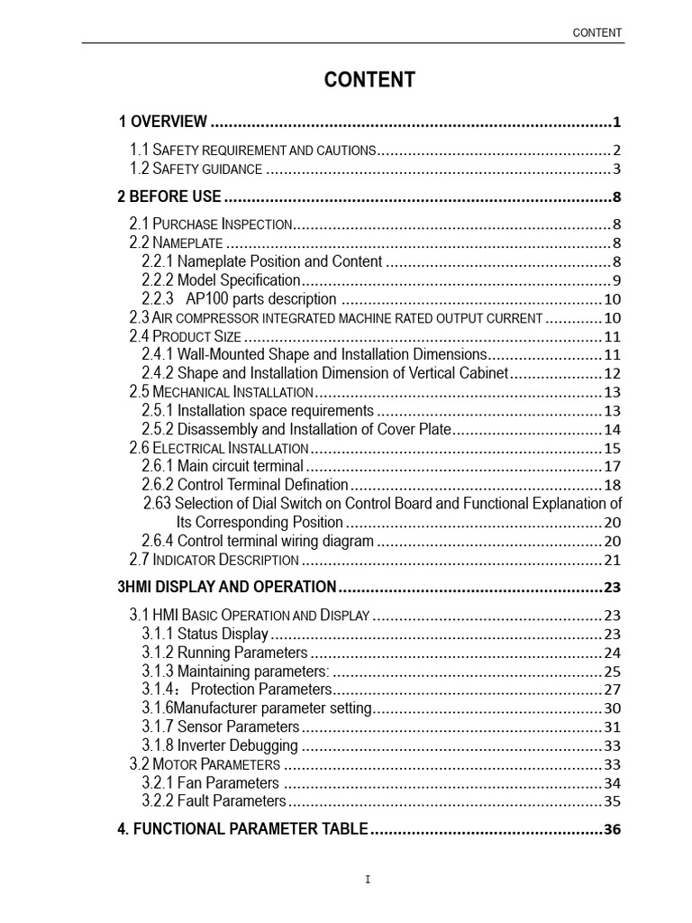 Ap100 Air Compressor User Manual v1.1 | PDF | Power Supply | Electrical Wiring