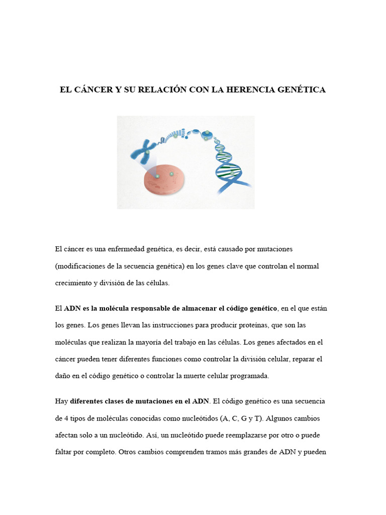 Cáncer y Herencia Genética | PDF | Cáncer | Adn