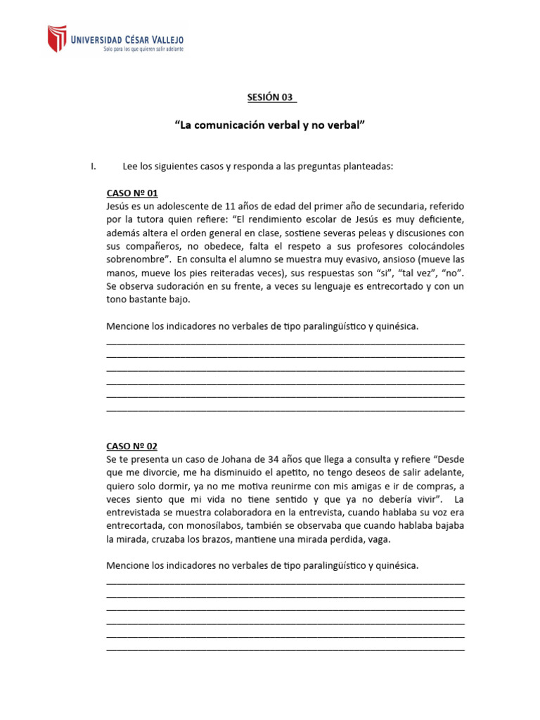 Caso N°01 | PDF | Comunicación no verbal