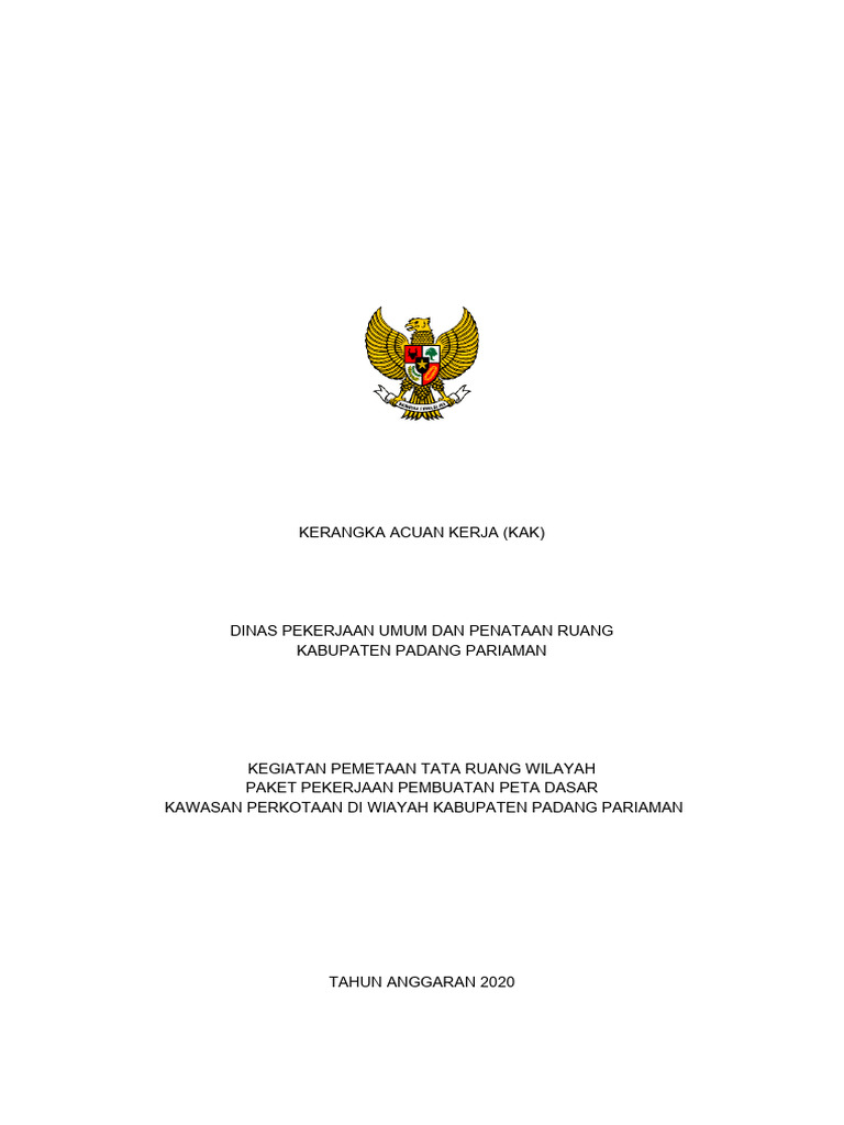 Kak Pekerjaan Pembuatan Peta Dasar Kabuapten Padang Pariaman | PDF
