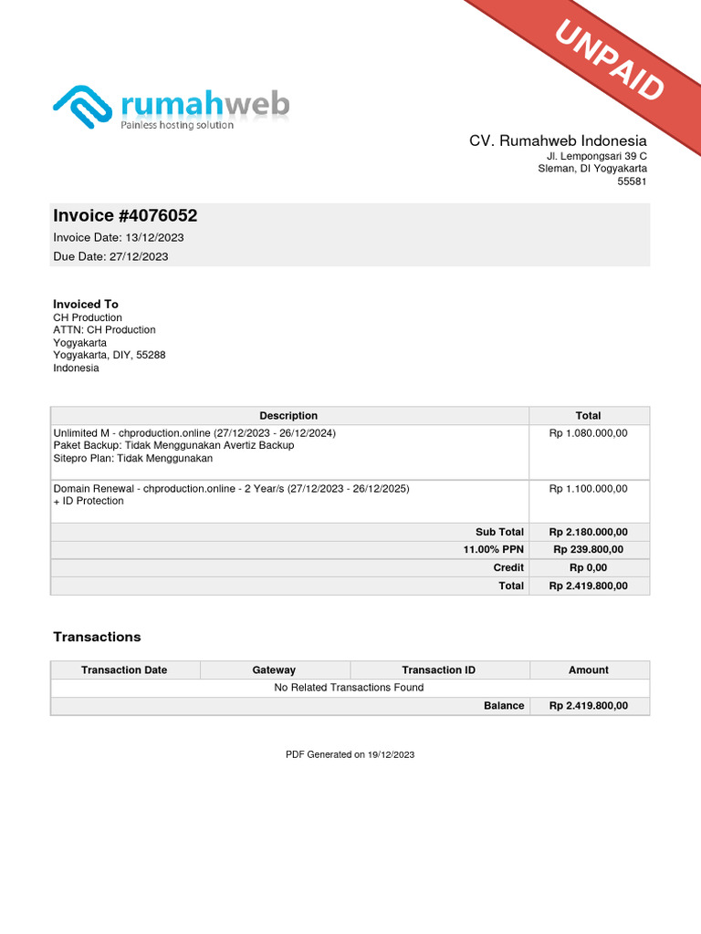 Invoice 4076052 Pdf