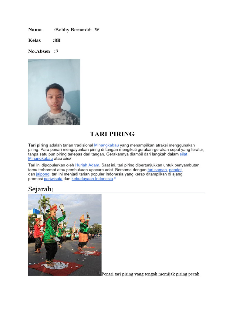 Rangkuman TARI PIRING | PDF