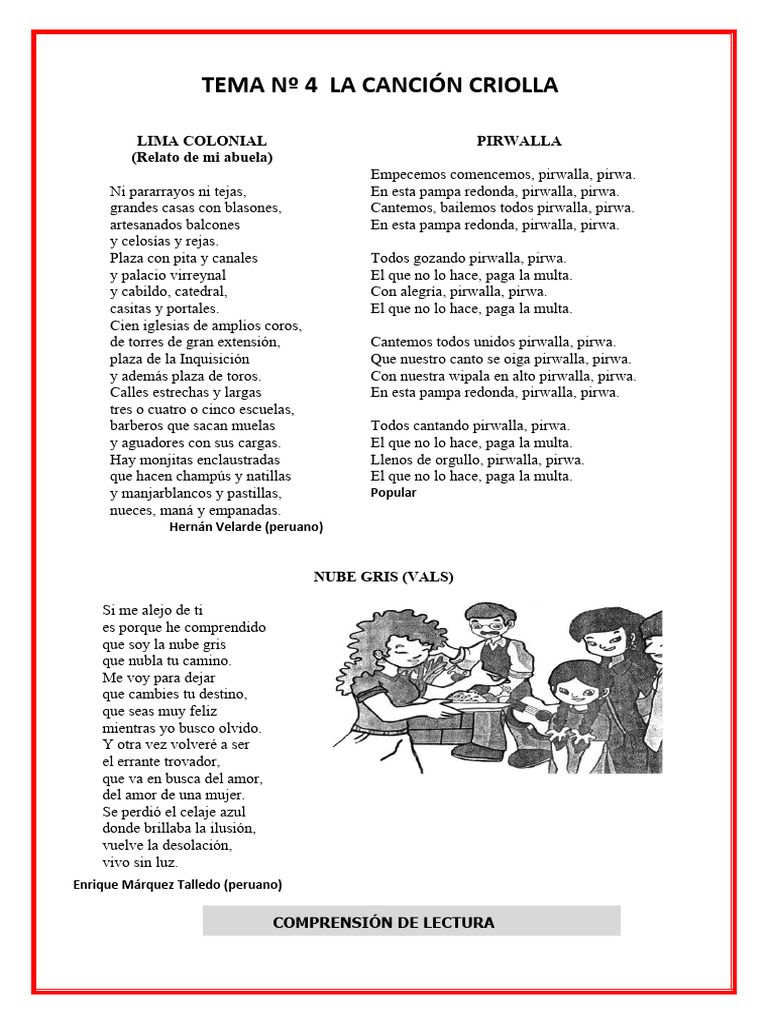 Tema #4 - La Cancion Criolla 5to Plan Lect | PDF