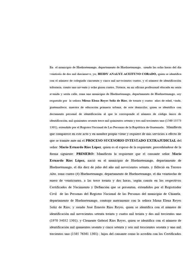 Modelo de Proceso Sucesorio Intestado | PDF | Intestacy | Ley común