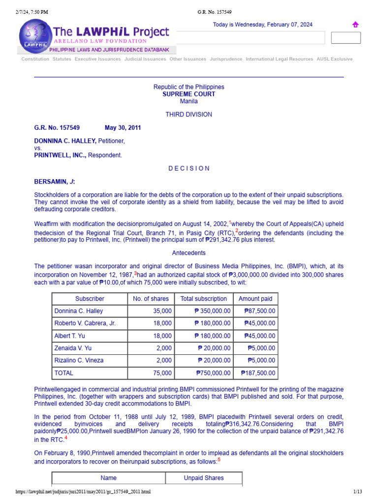 03 Halley v. Printwell, Inc | PDF | Lawsuit | Stocks