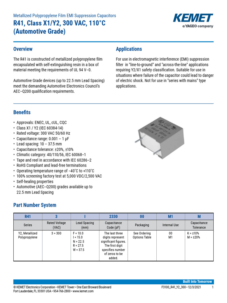 R41 EMI Suppression Capacitors Guide | PDF | Soldering | Capacitor
