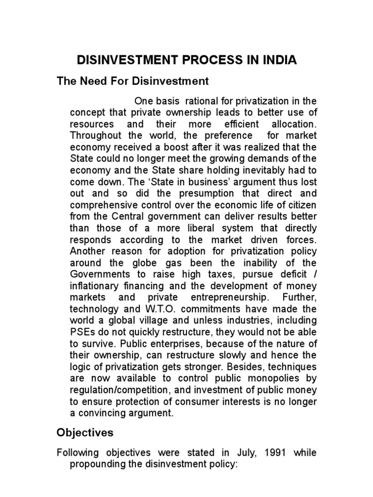 Disinvestment Process in India | PDF | State Owned Enterprise ...
