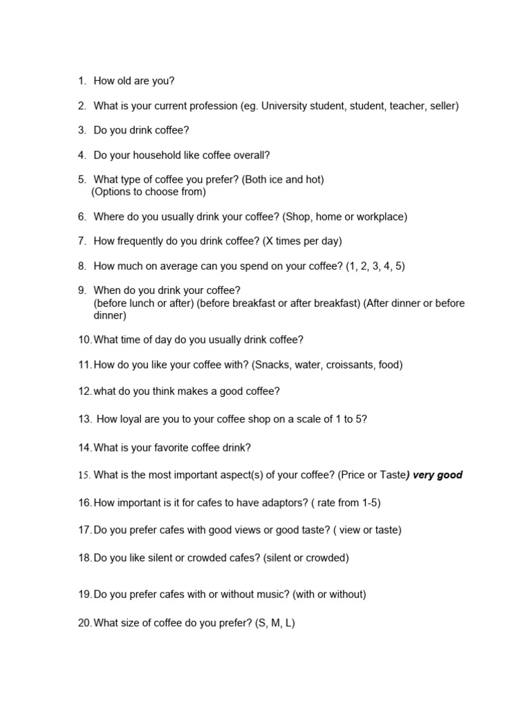 Coffee Surveys | PDF