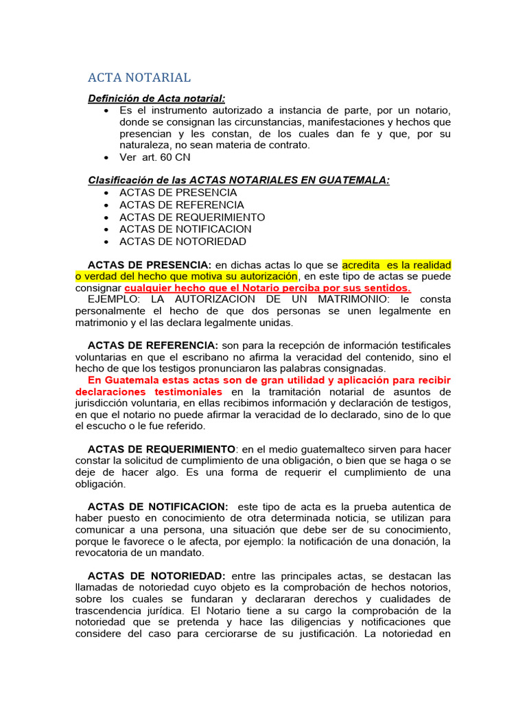 ACTA NOTARIAL Ejemplo | PDF