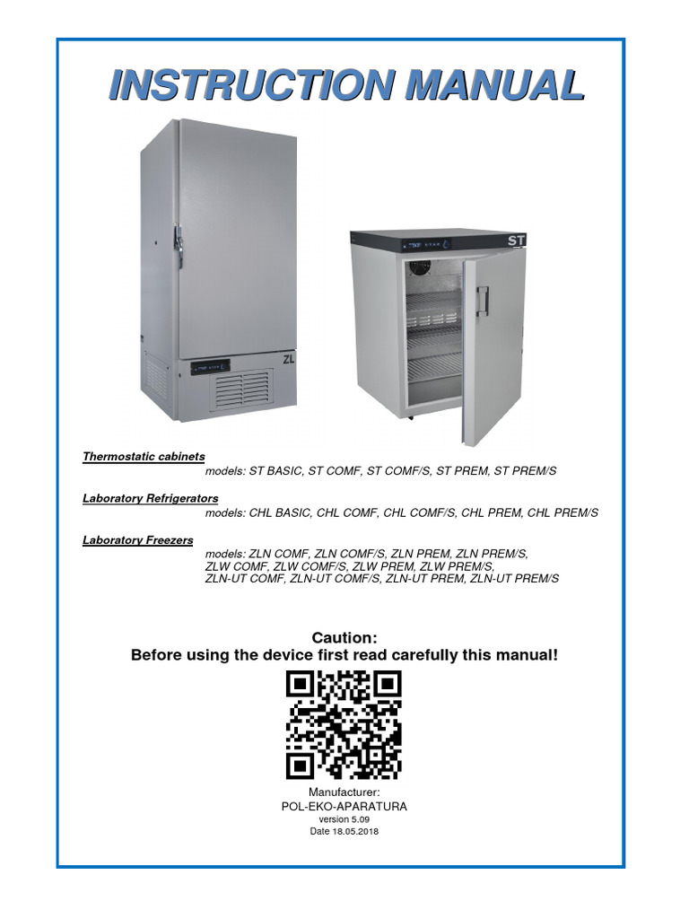 Instruction Manual ST - CHL - ZL LCDE v5.09 | PDF | Refrigerator | Humidity