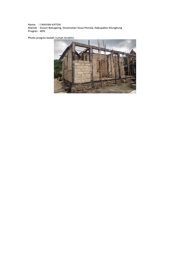 Progres Bedah Rumah di Nusa Penida | PDF | Gaya Hidup