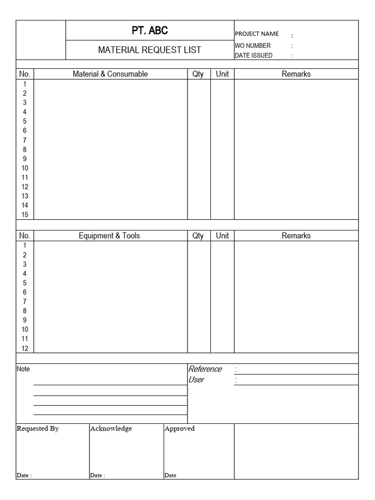 F OPR 03 02 Material Request | PDF