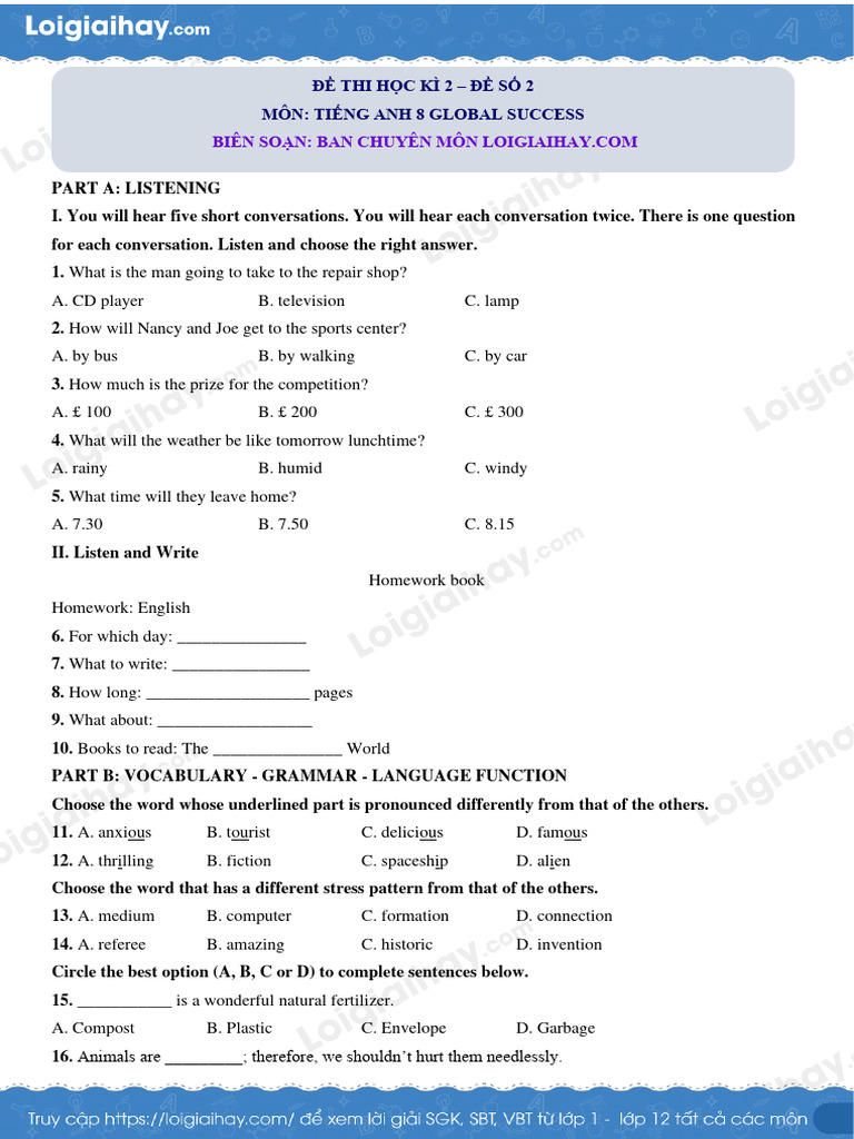 ĐỀ 2 HK2 | PDF | Biotechnology | Beer