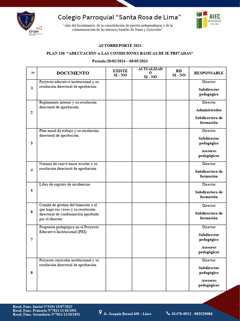 Checklist - Plan 138-Simon-2024 | PDF