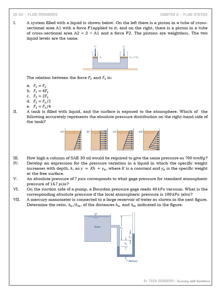 CE 311 - Practice Assignment 2 | PDF | Pressure Measurement | Pressure