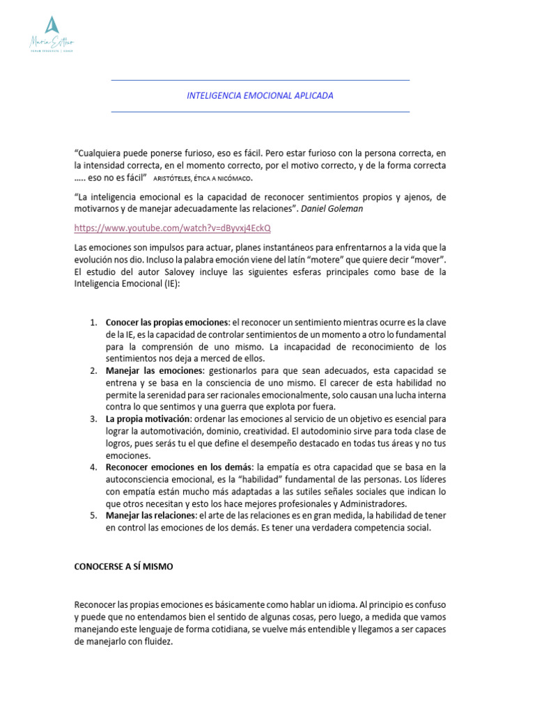 Inteligencia Emocional Pdf Las Emociones Inteligencia Emocional