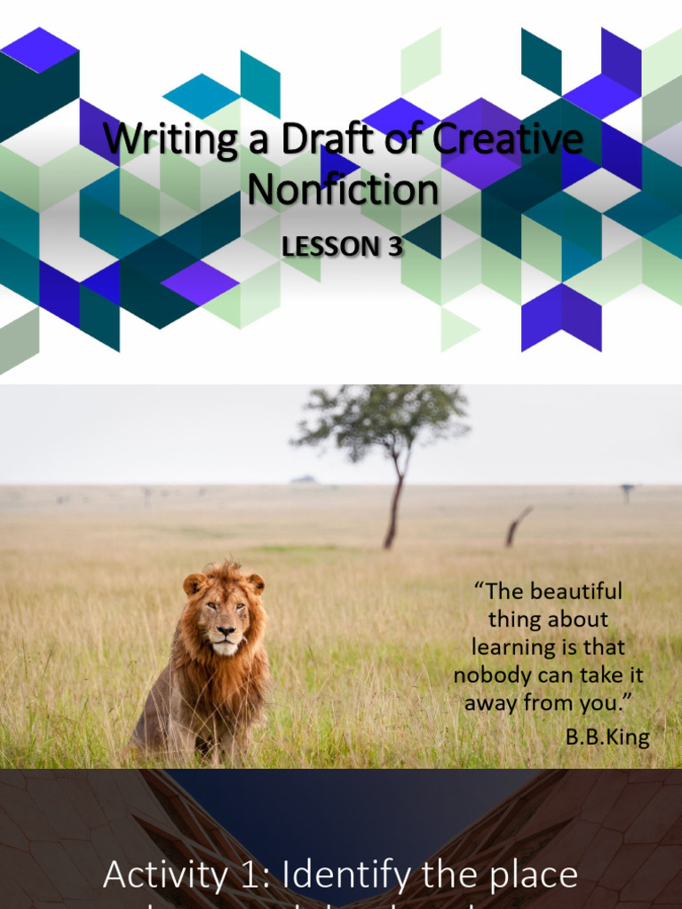 CNF Q4 LESSON 3 Writing A Draft of Creative Nonfiction | PDF | Travel ...
