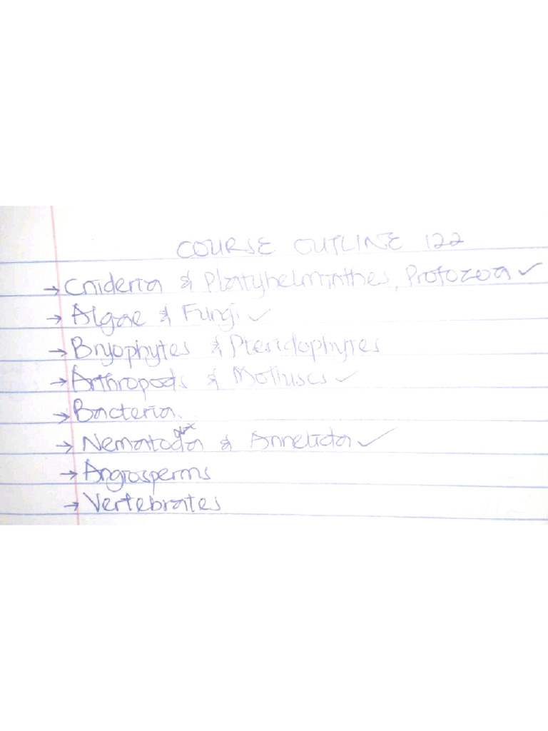 Bio 122 Course Outline | PDF Bio 122 Course Outline | PDF