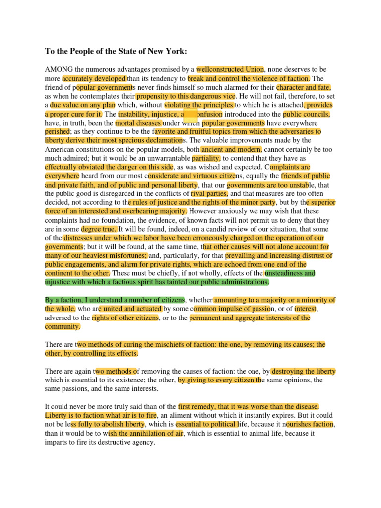 Federalist Papers No 10 1 | PDF | Democracy | Political Ideologies