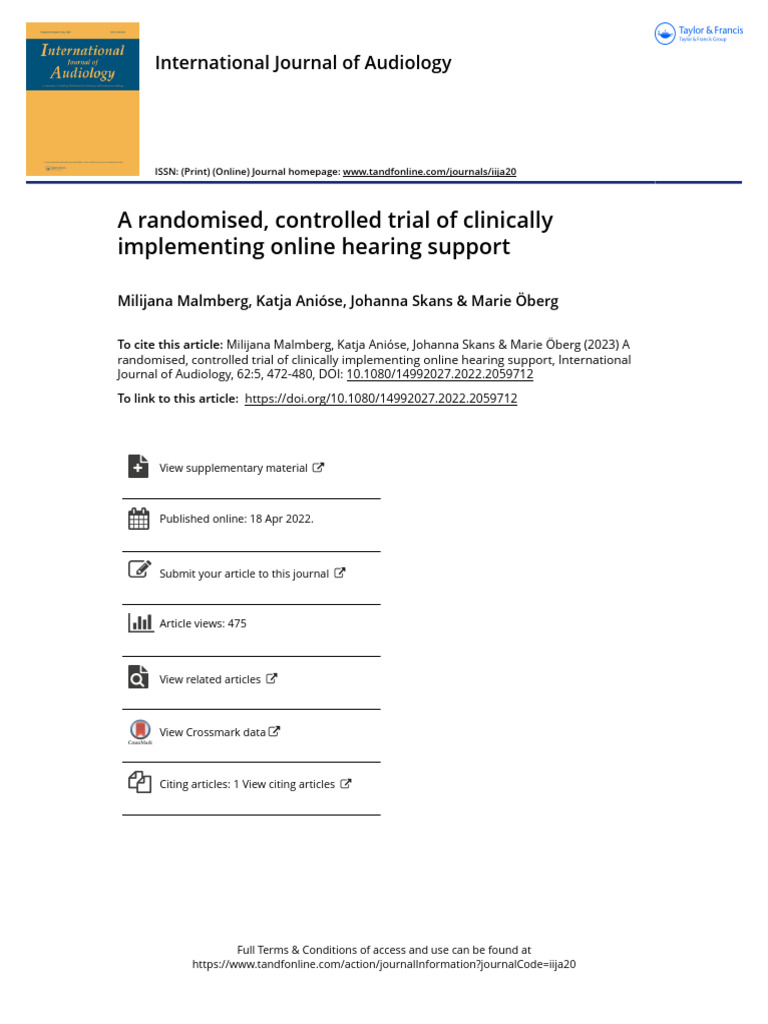 Online Hearing Support Trial Results | PDF | Effect Size | Psychology
