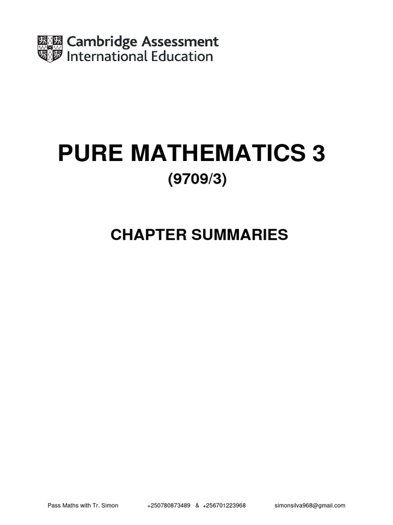 Chapter Summaries - Pure Maths 3 | PDF | Trigonometric Functions ...