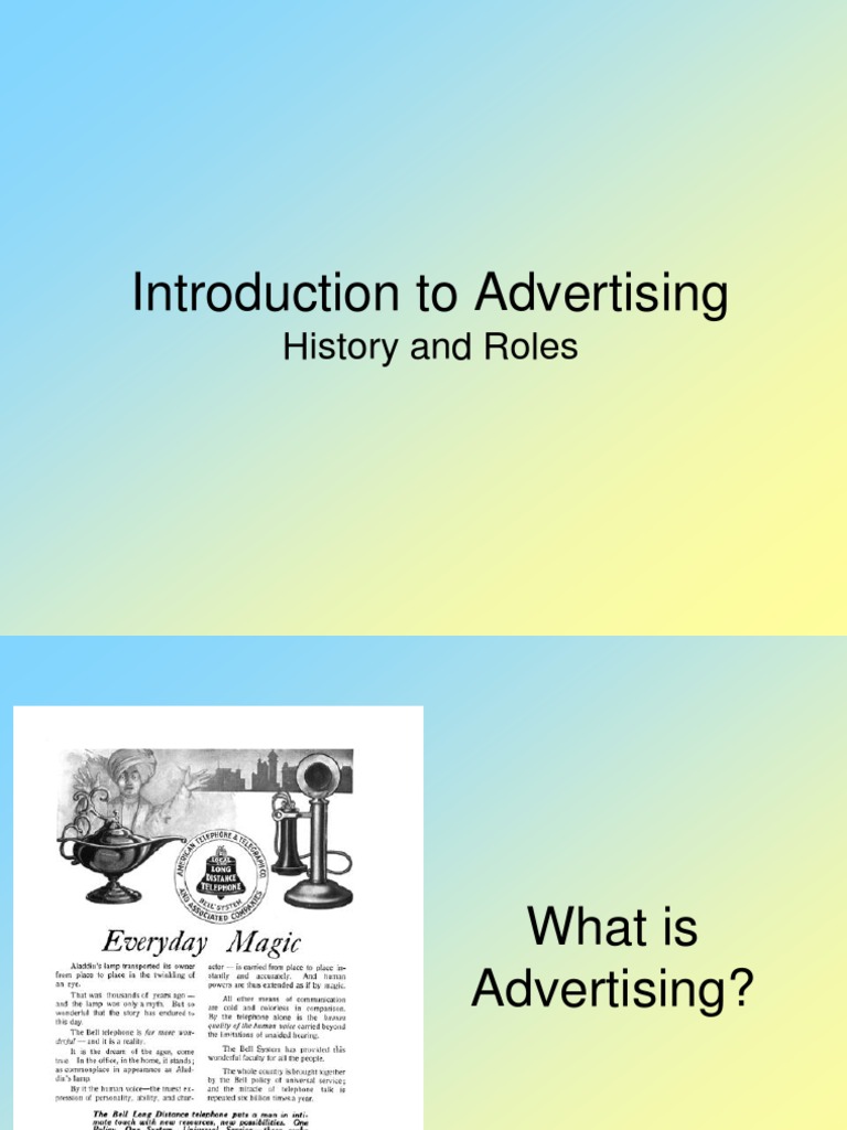 Introduction To Advertising: History and Roles | PDF | Marketing ...