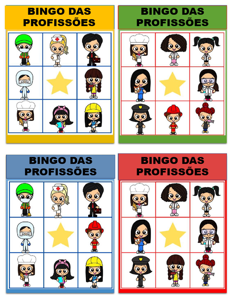 Bingo das Profissões: Jogo Educativo | PDF | Casa e Jardim