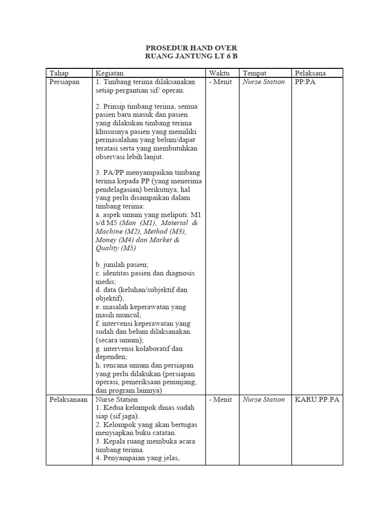 Prosedur Hand Over | PDF | Pengembangan Diri | Kesehatan Holistik