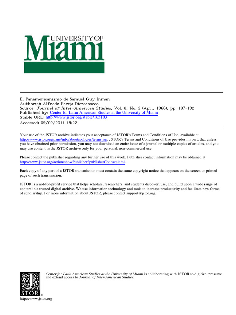 El Panamericanismo de Samuel Guy Inman | PDF | Psicología Social ...