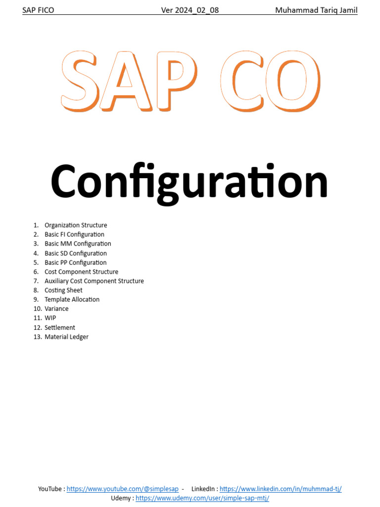 SAP CO - Configuration - Org Structure | PDF | Logistics | Economies