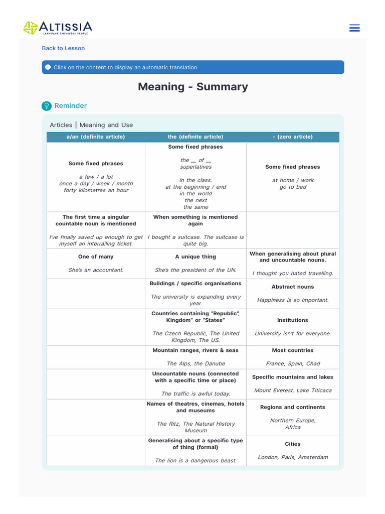 Articles - Meaning and Use | PDF | Noun | Semantic Units