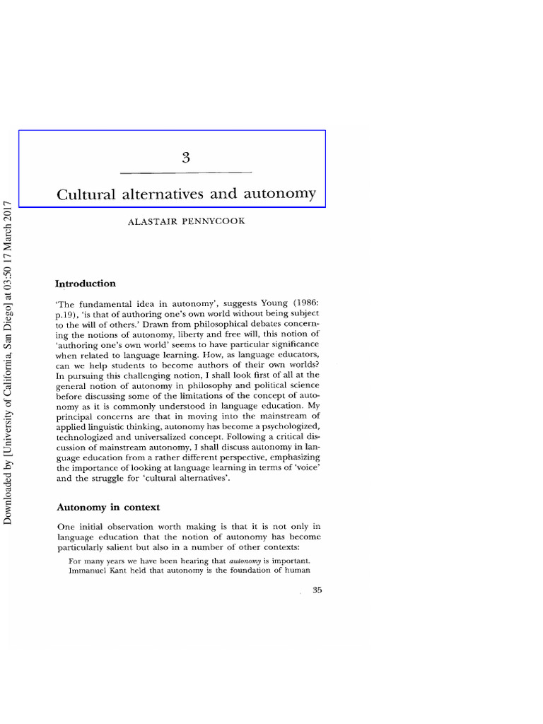 Pennycook 1997 | PDF | Autonomy | Rationality