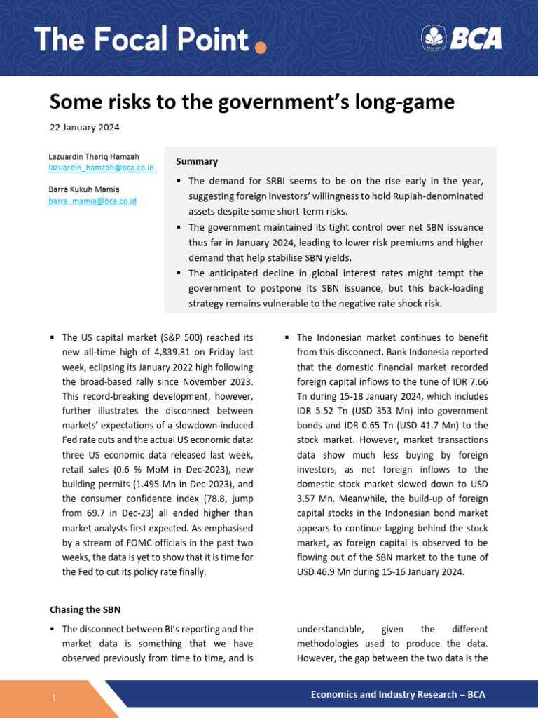 TFP W4 2024 - Some Risks To The Government's Long Term Game, 22 Jan 2024 | PDF | Indonesian ...