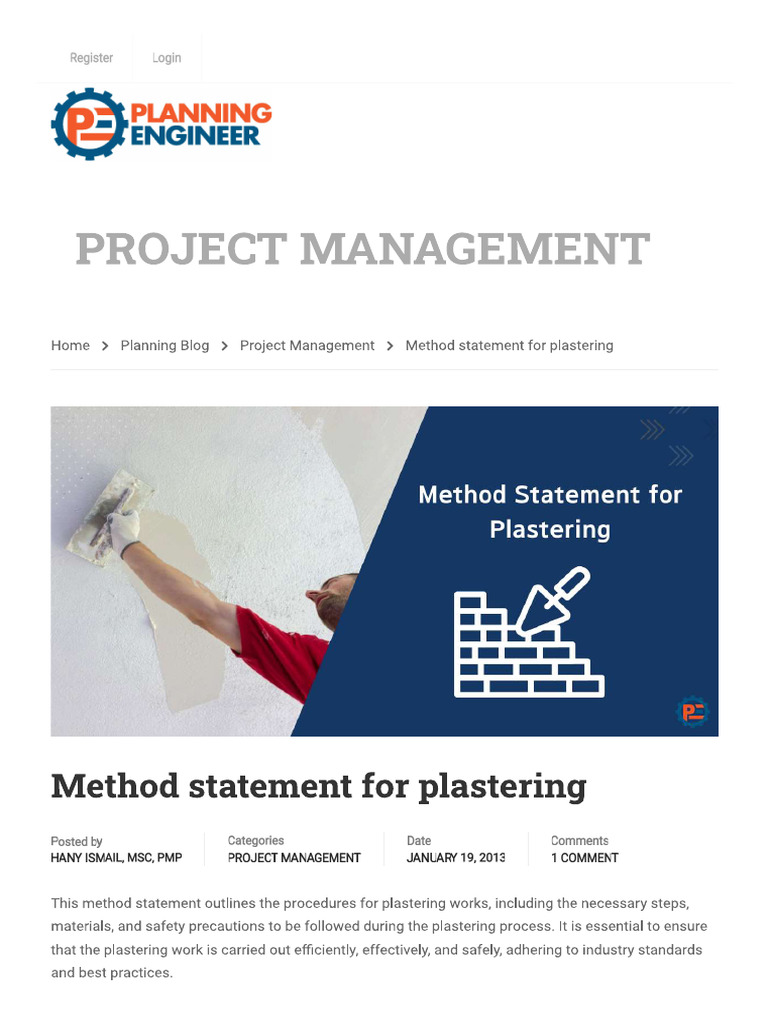 Plastering Works Method | PDF