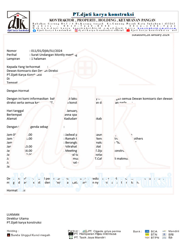 Surat Undangan Meeting DKK | PDF | Griya & Taman
