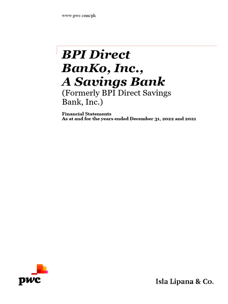 2022 BPI Direct BanKo Inc. Audited FS | PDF | Financial Audit | Audit