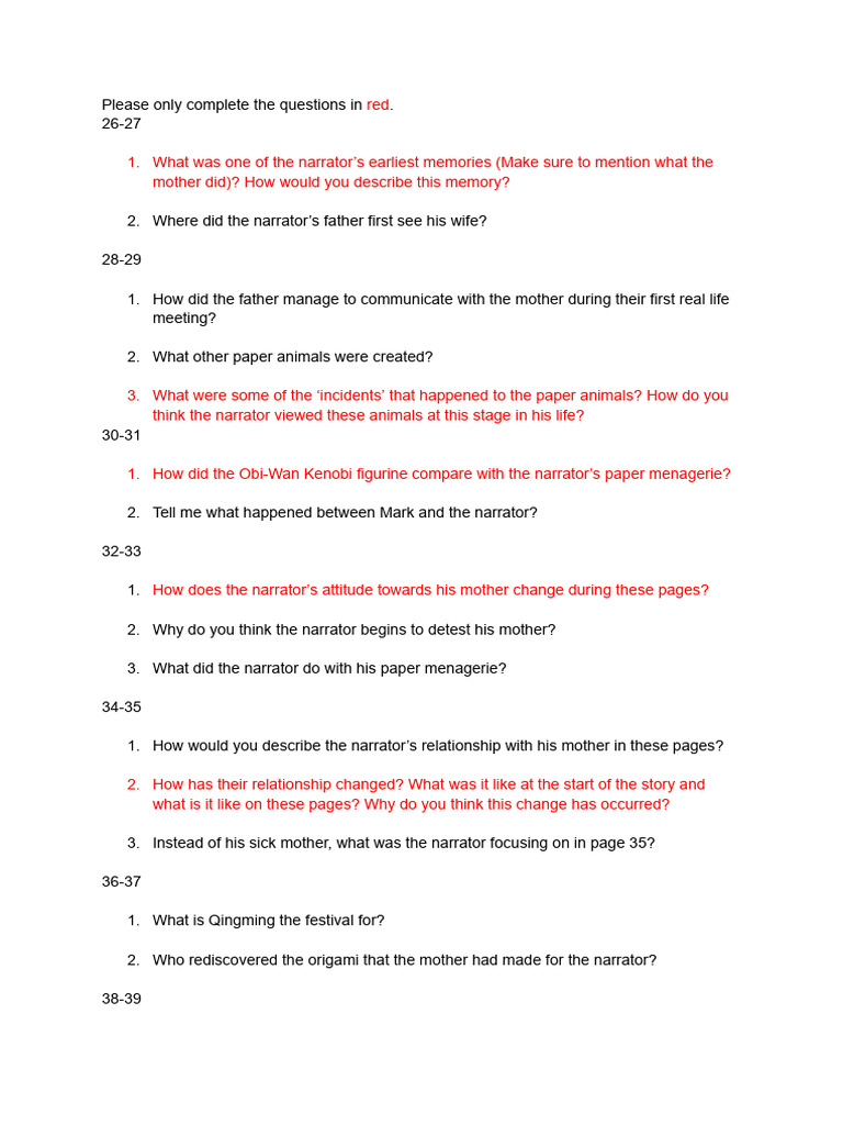 Paper Menagerie Questions | PDF | Social Science | Language Arts ...
