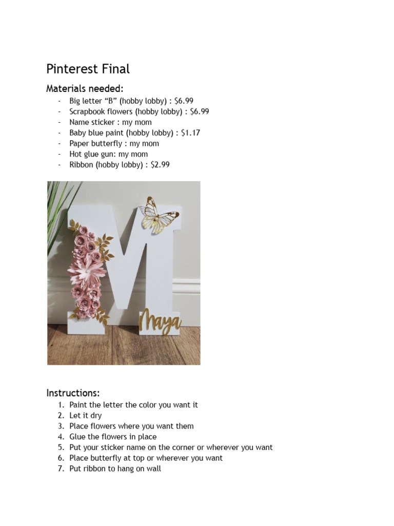 Example Pinterest Final Project Proposal | PDF