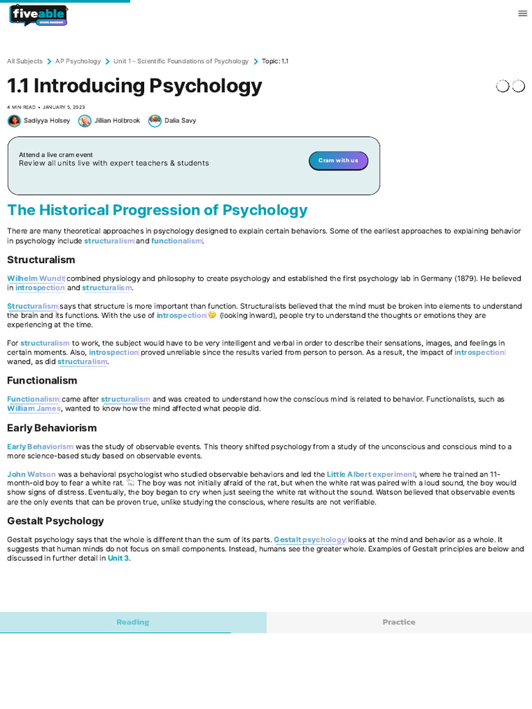 Unit 1.1 Introducing Psychology - AP Psych Study Guide 2024 - Fiveable ...