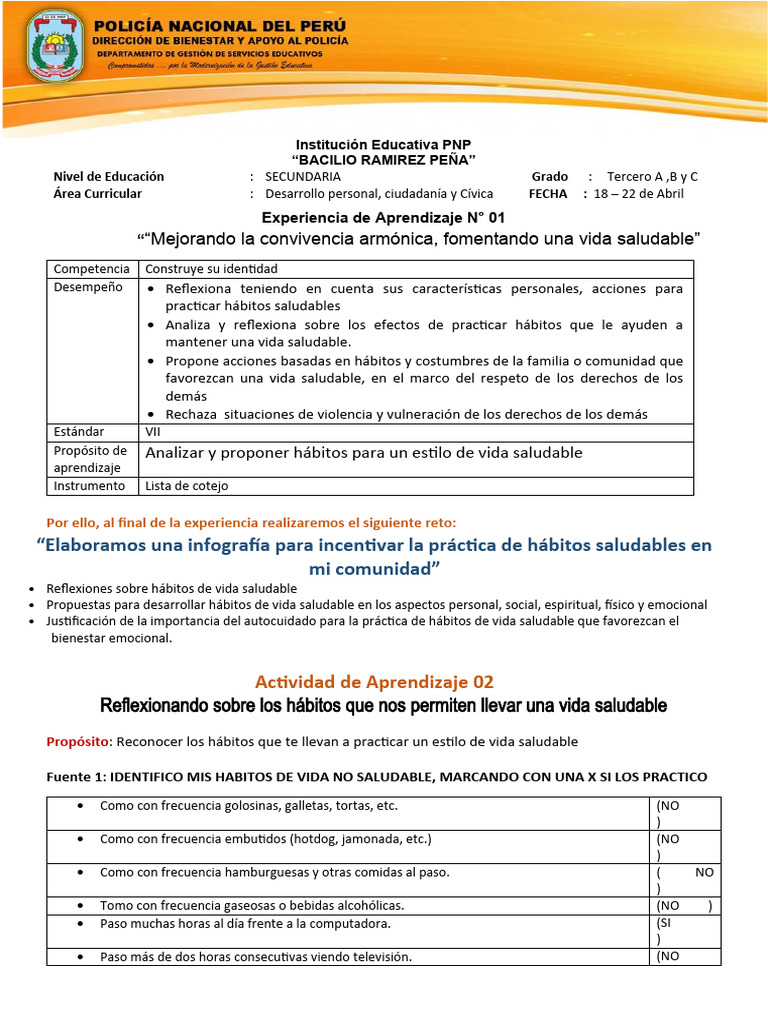 ACT. 2 EXPERIENCIA 1 DPCC 3ero | PDF | Las emociones | Conceptos psicologicos