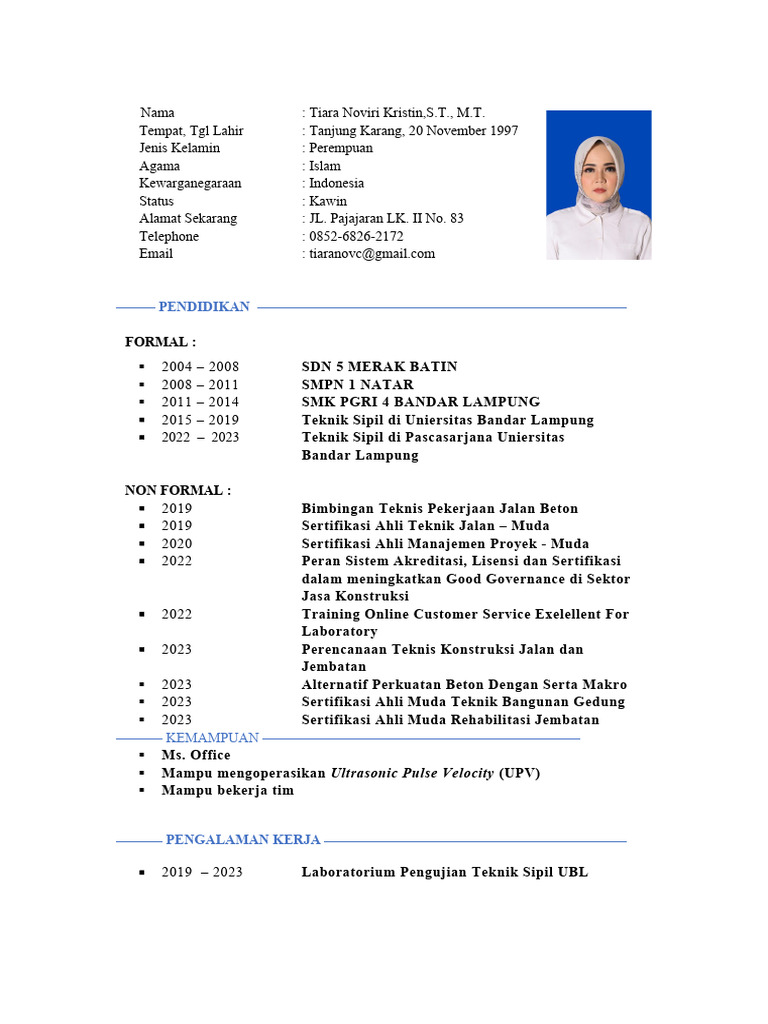 CV Tiara Noviri Kristin | PDF